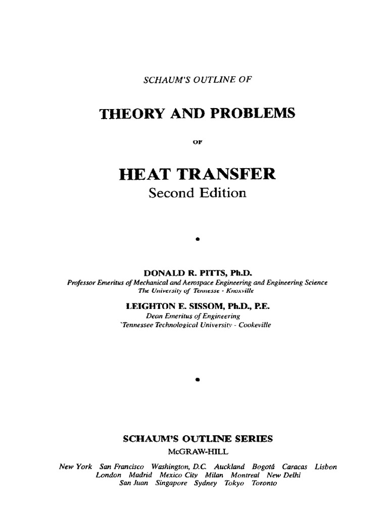 Heat Transfer 2nd Edition Donald R Pitts and Leighton E Sissom PDF | PDF