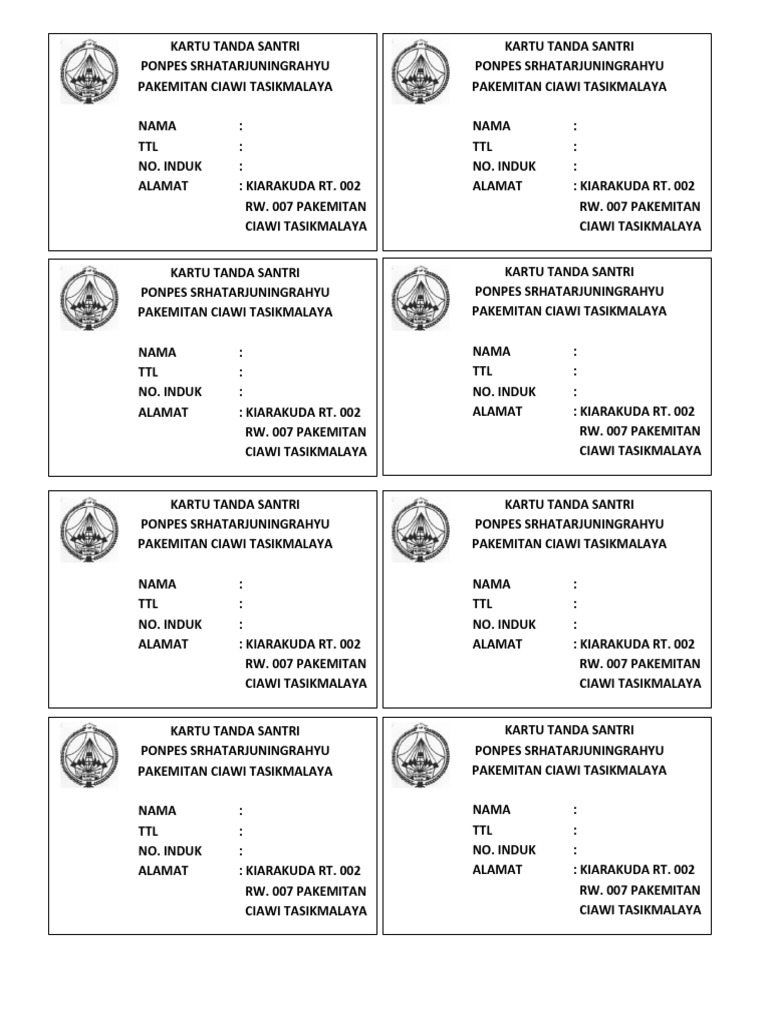 Kartu Tanda Santri 3 | PDF