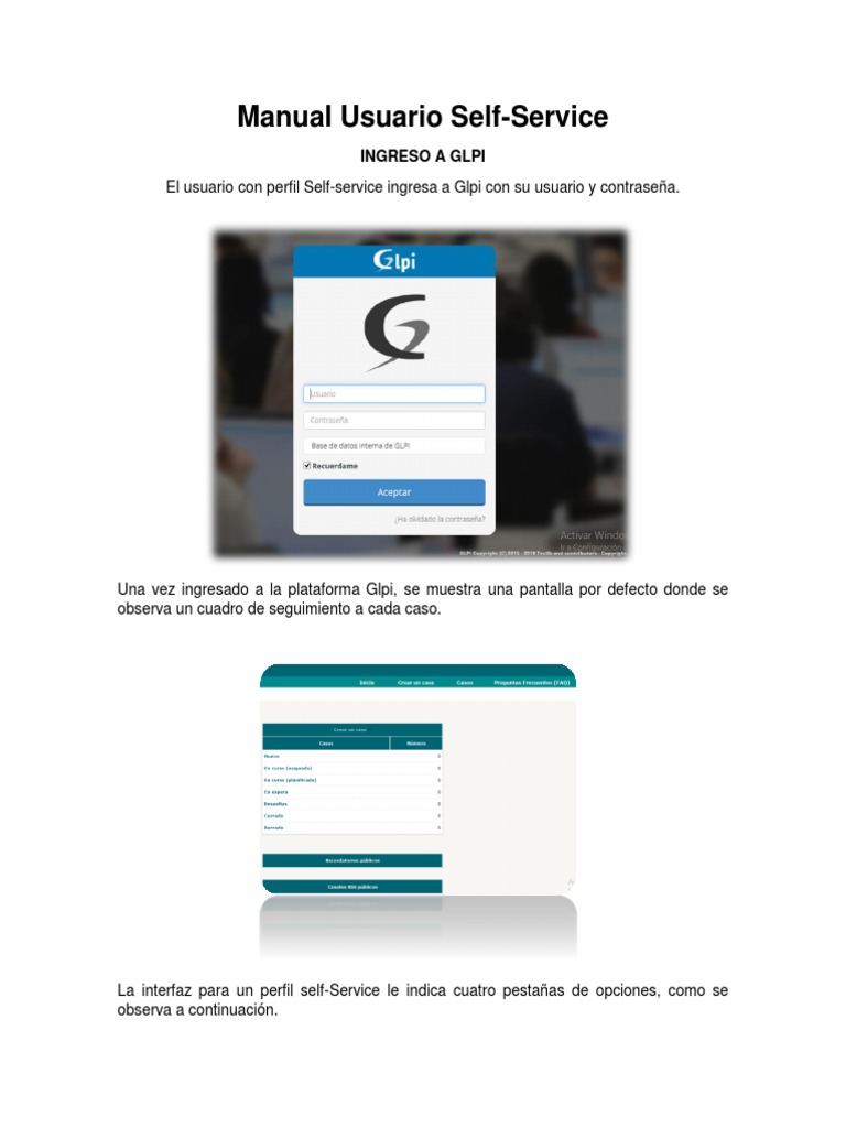 Manual Self-Service-Glpi PDF | PDF | Usuario (informática) | Internet