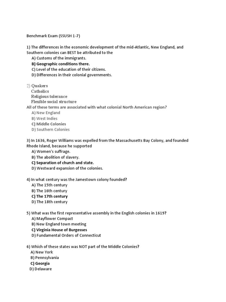 Colonial America and Revolutionary War Exam | PDF | Thirteen Colonies ...
