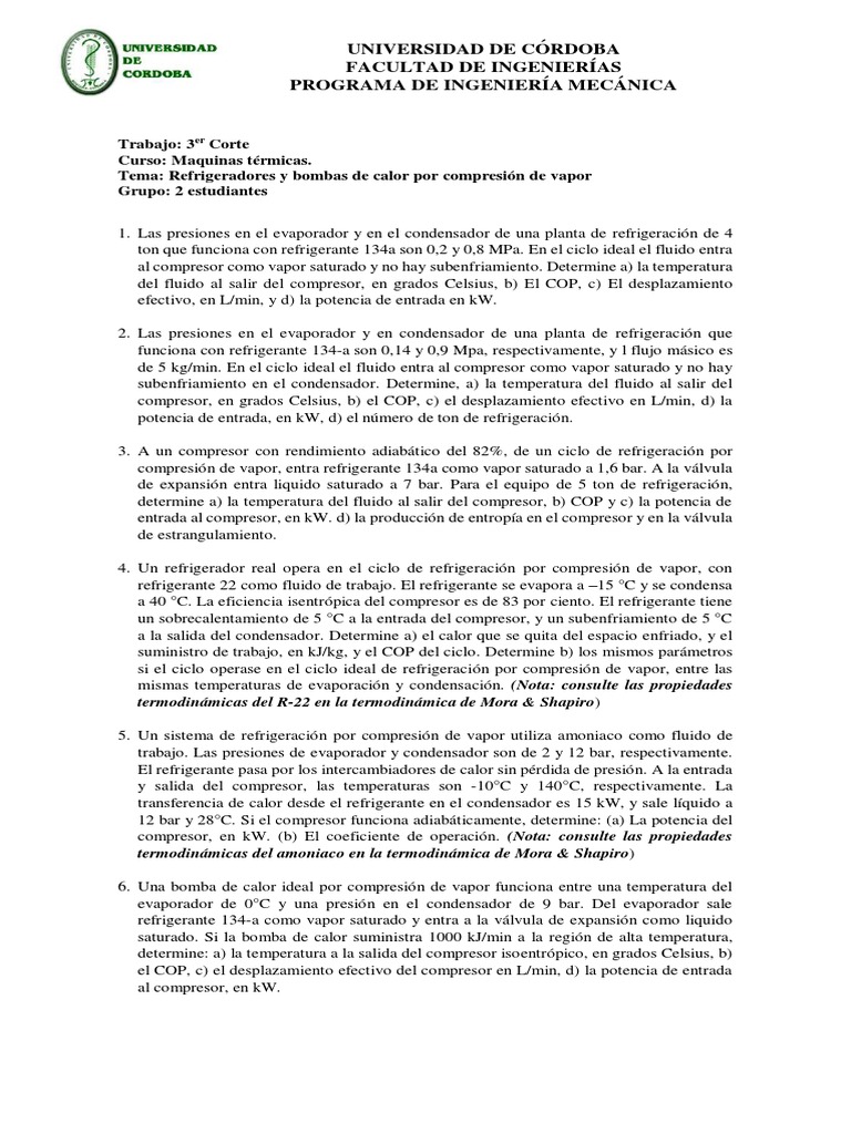 Trabajo Maquinas Termicas | PDF | Refrigeración | Bomba de calor