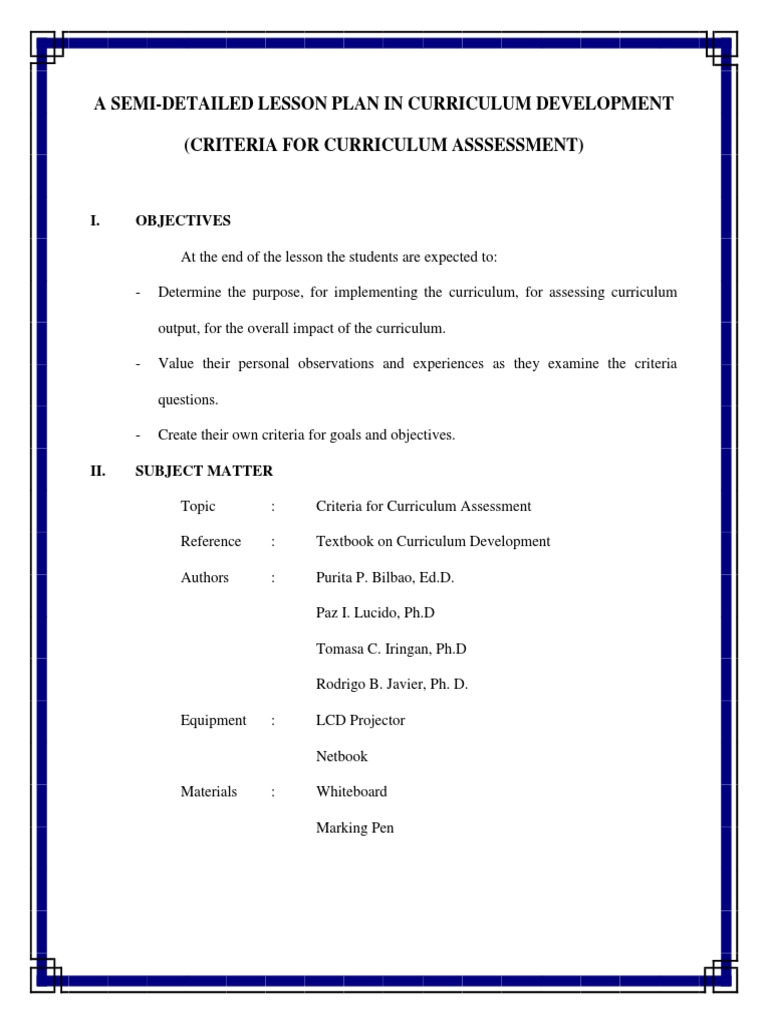 Lesson Plan in Curriculum Development PDF | PDF