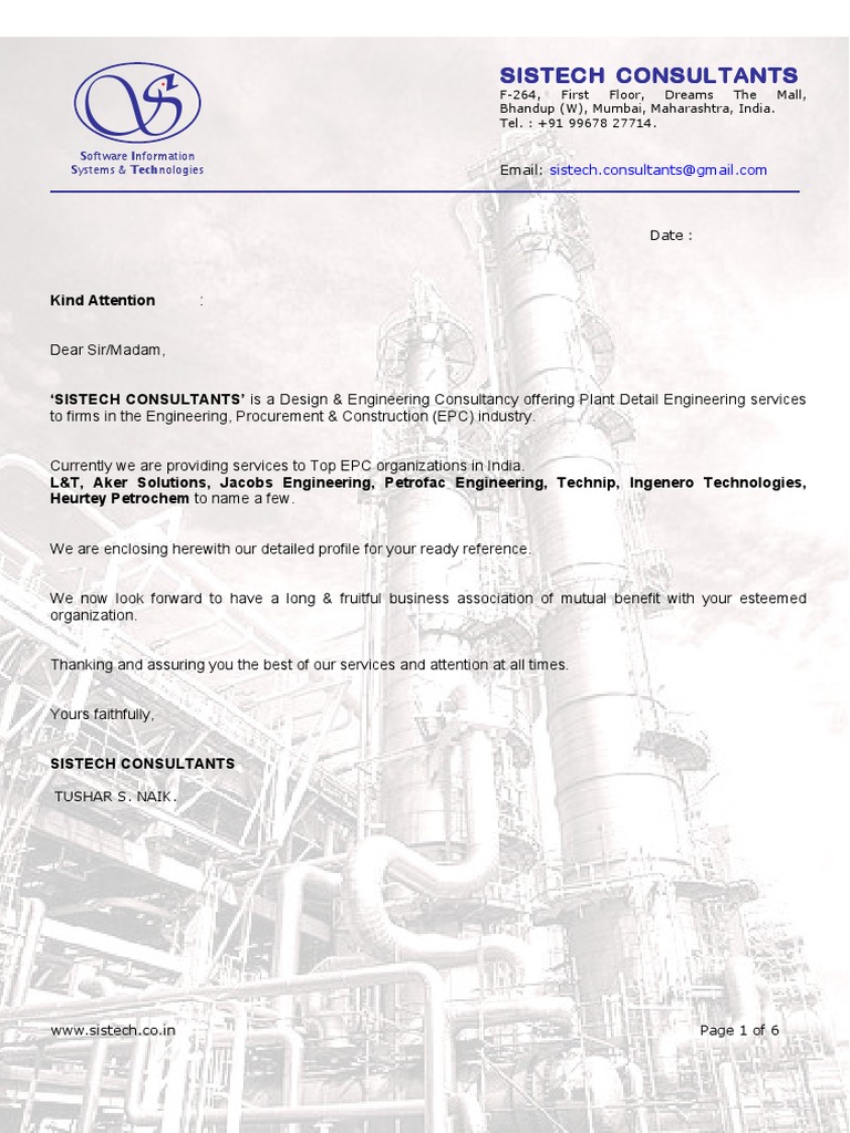 Company Profile SISTECH CONSULTANTS | PDF | Consultant | Engineering