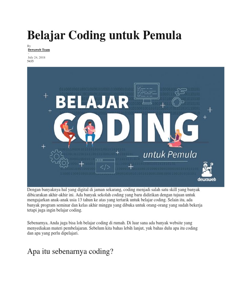 Belajar Coding Untuk Pemula | PDF