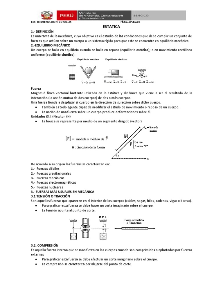 ESTATICA Teoria PDF | PDF | Fricción | Las leyes del movimiento de Newton
