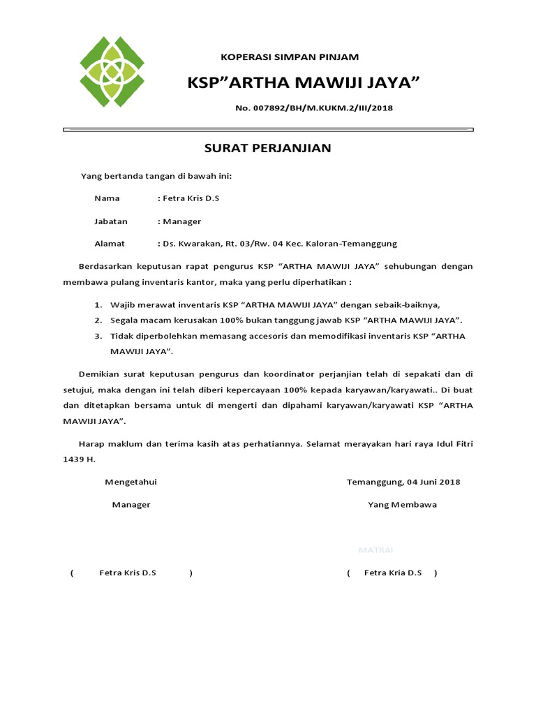 Surat Perjanjian SPM | PDF