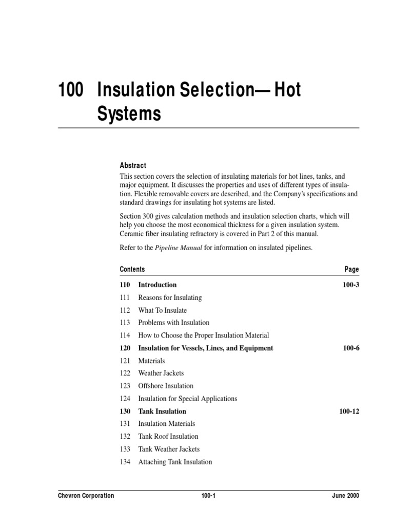 100, Insulation Selection, Hot Systems | PDF | Fiberglass | Thermal ...
