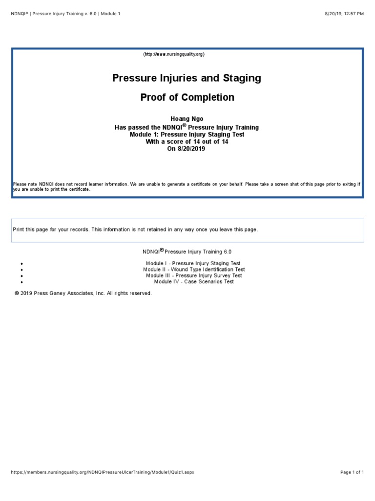 NDNQI® - Pressure Injury Training v. 6.0 - Module 1 | PDF