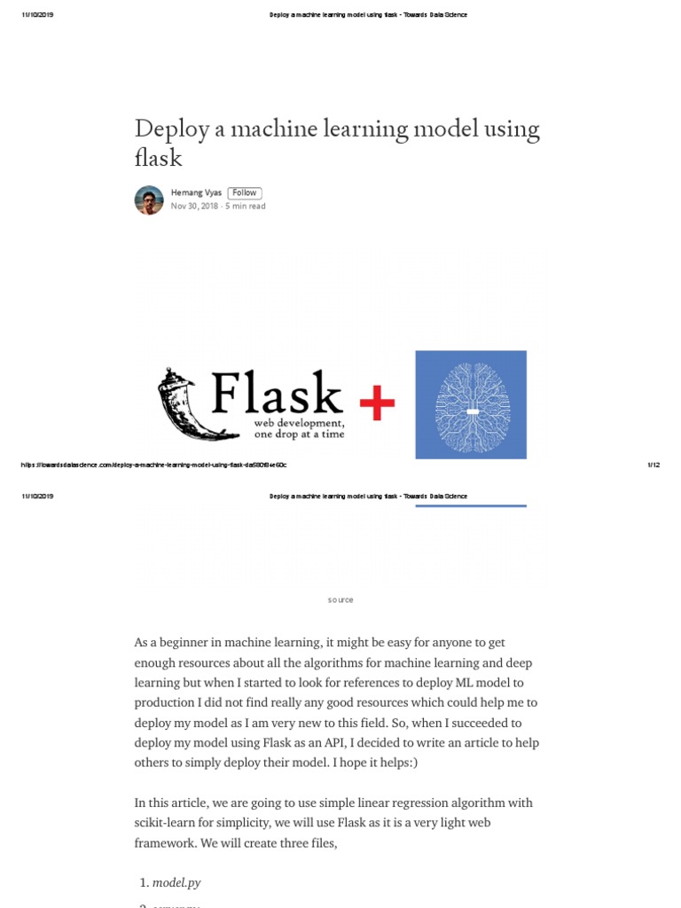 Deploy A Machine Learning Model Using Flask Towards Data Science Pdf Machine Learning