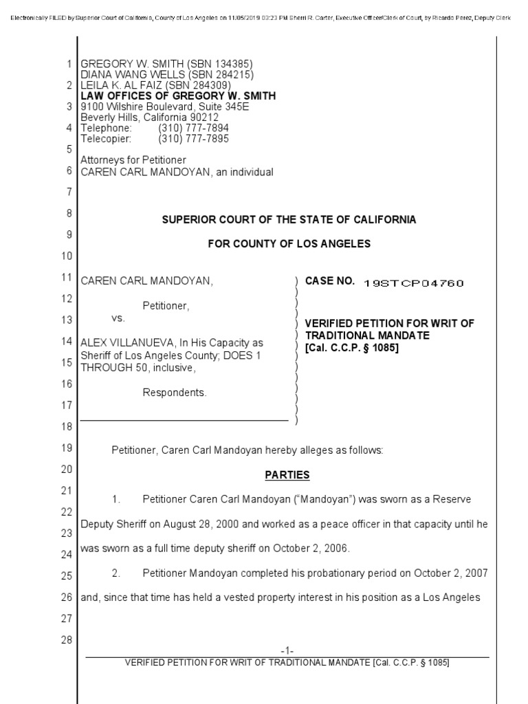 Carl Mandoyan Writ of Traditional Mandate, November 2019 | PDF ...