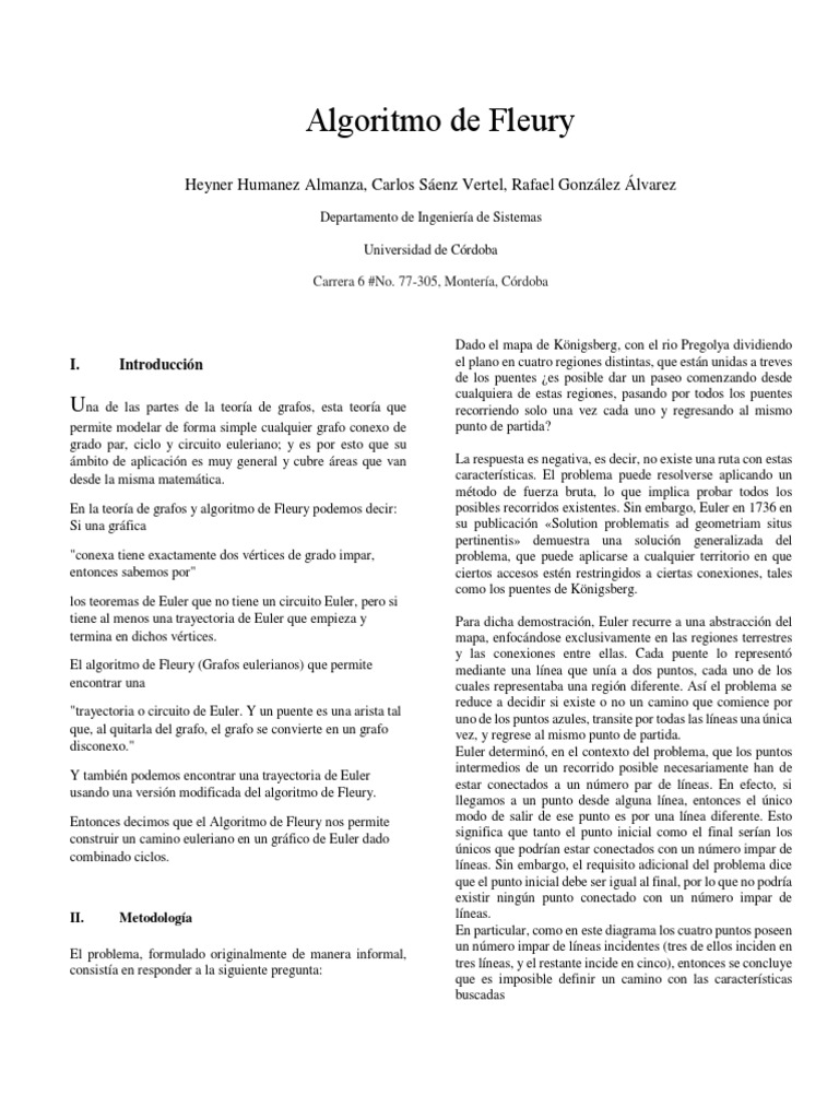 Algoritmo de Fleury | PDF | Teoría de grafos | Relaciones matematicas