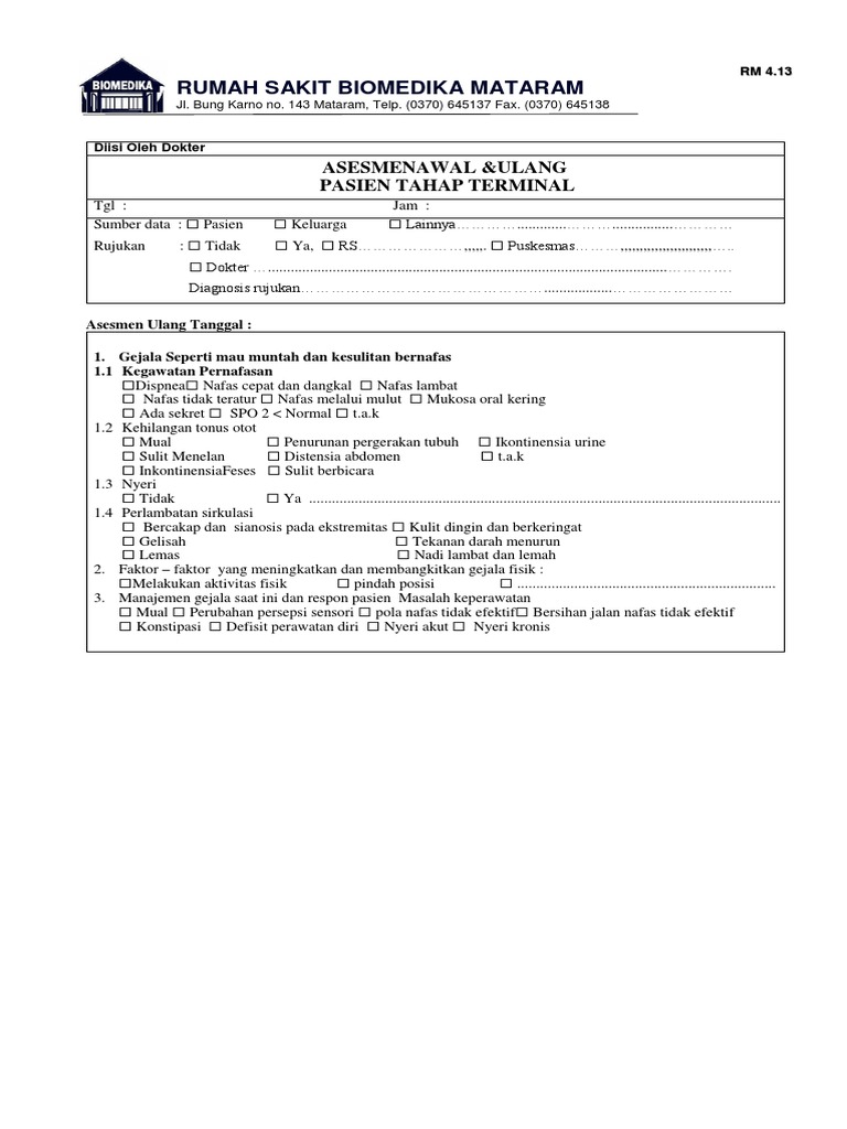 Asesmen Awal Dan Ulang Pasien Tahap Terminal | PDF