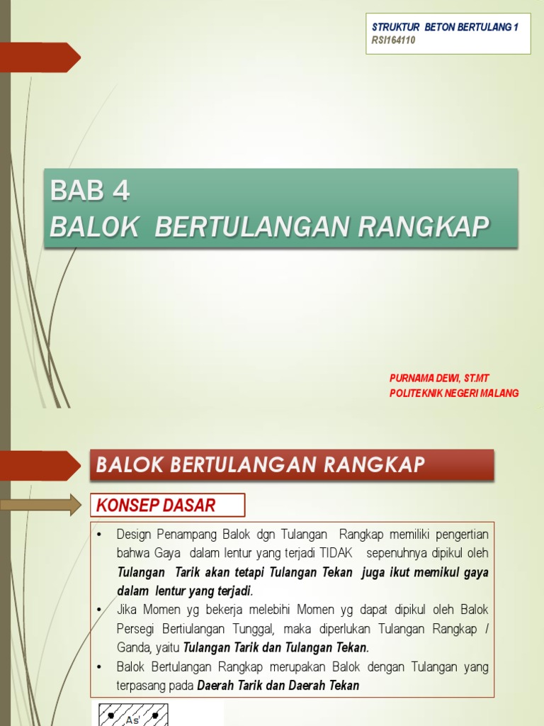 Balok Tulangan Rangkap - PPT | PDF