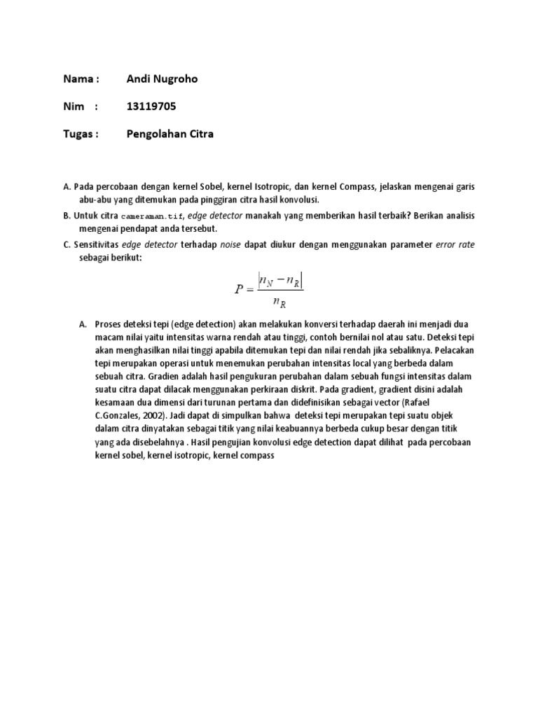 Pengolahan Citra (Hasil Deteksi Tepi) | PDF