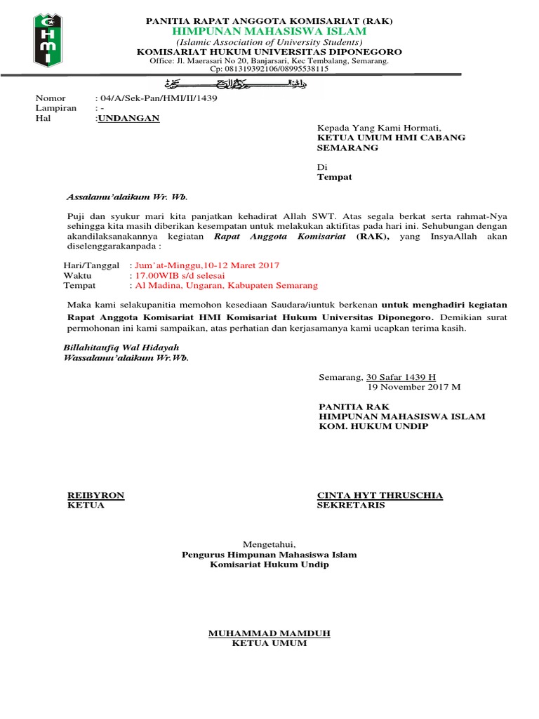 Surat Undangan Rak-1 | PDF