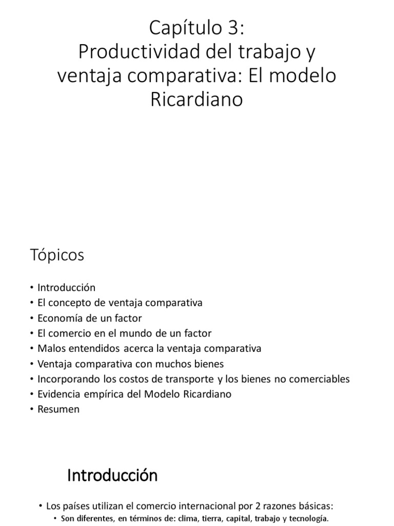 Cap 3 Productividad Del Trabajo y Ventaja Comparativa | PDF | Ventaja ...