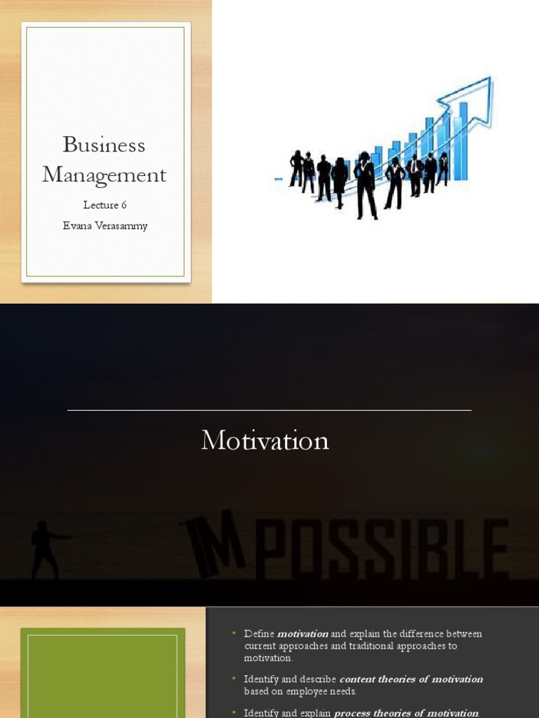Business Management - Lecture 6 | PDF | Motivation | Motivational