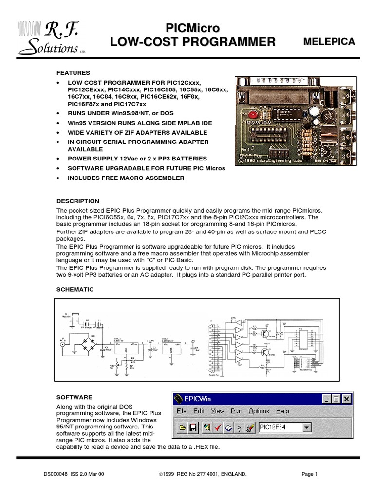RF Solutions - EPIC Programmer - Datasheet | PDF | Computer ...