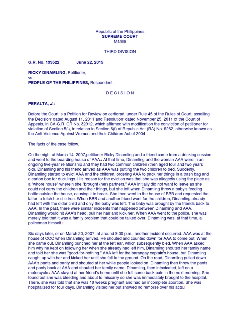 Dinamling v. People: Violence Case Ruling | PDF | Psychological Abuse ...