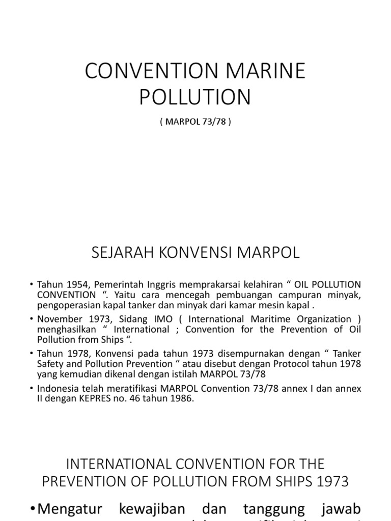 Convention Marine Pollution (Marpol 73 - 78) | PDF