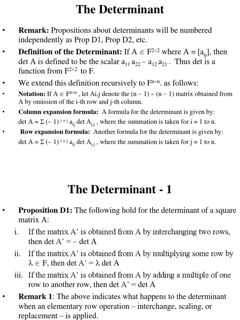 Determinants Lecture | PDF | Determinant | Matrix (Mathematics)
