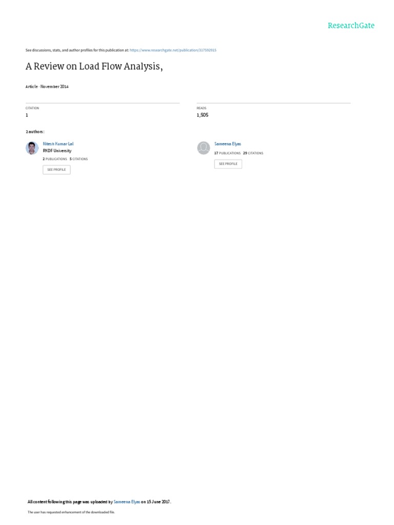 Jurnal A Review On Load Flow Analysis | PDF | Electric Power | Electric ...