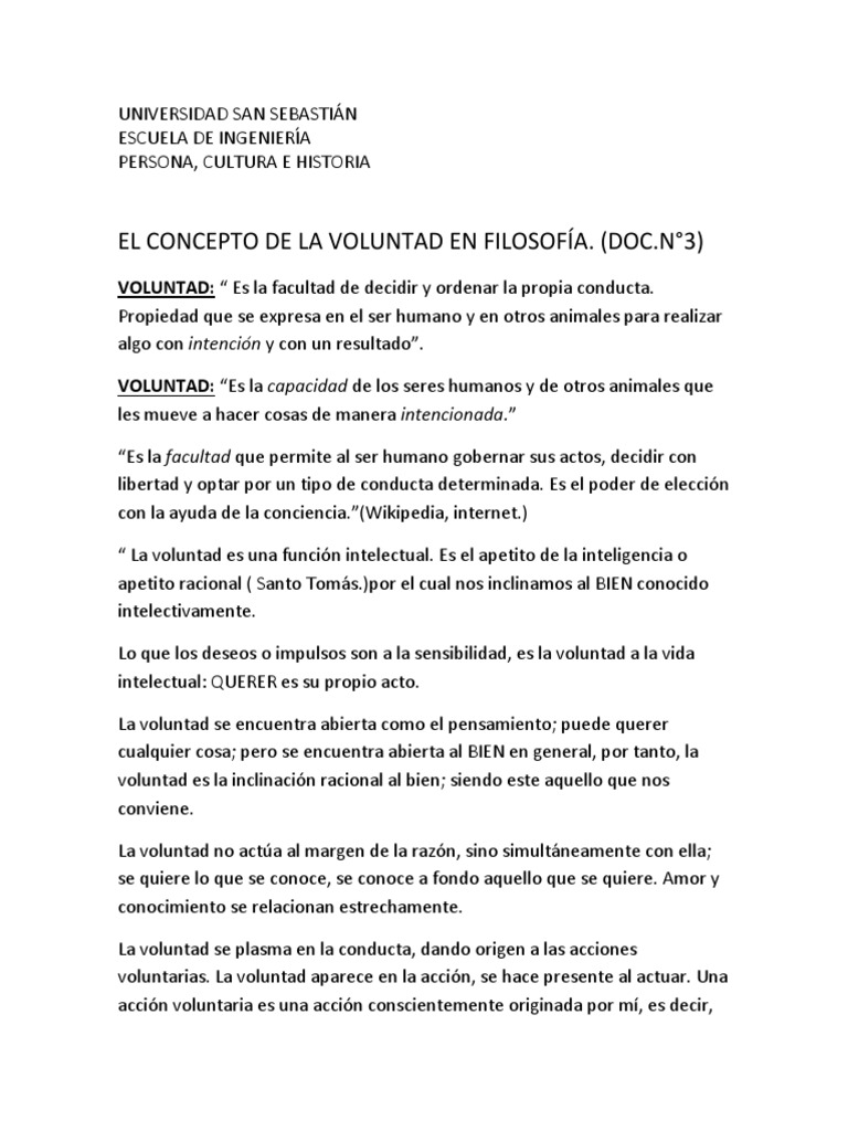 La Voluntad en Filosofía: Definición y Usos | PDF | Libertad ...