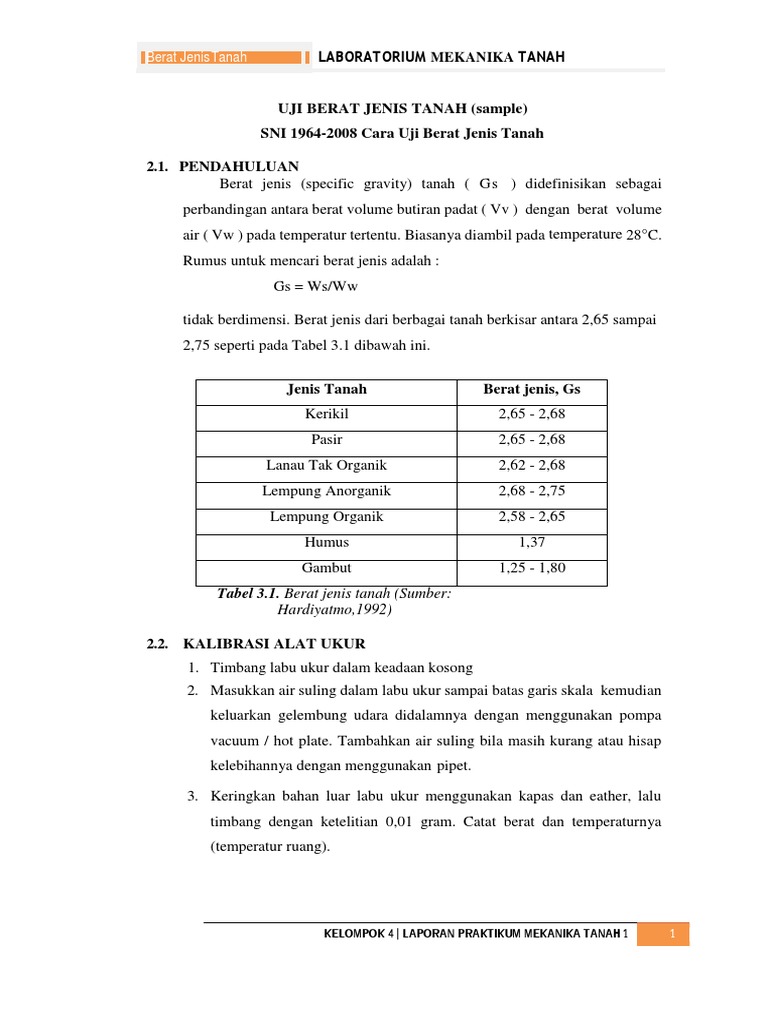 Berat Jenis Tanah Sample Kel.9 | PDF