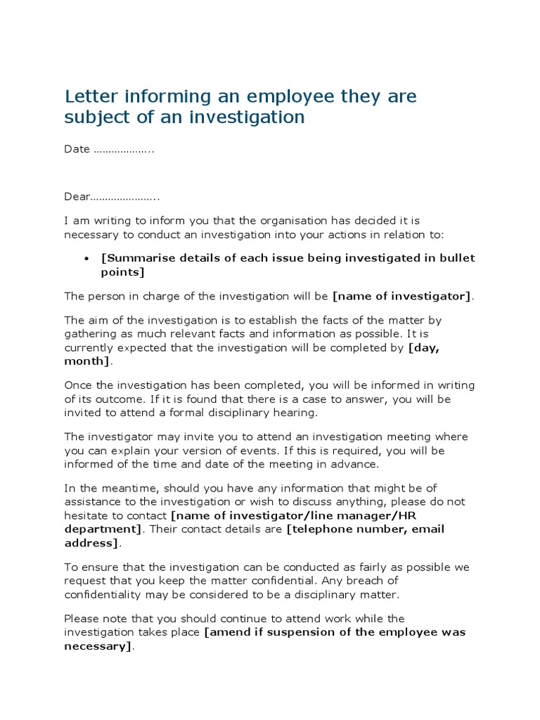 Investigation Notification Letter | PDF