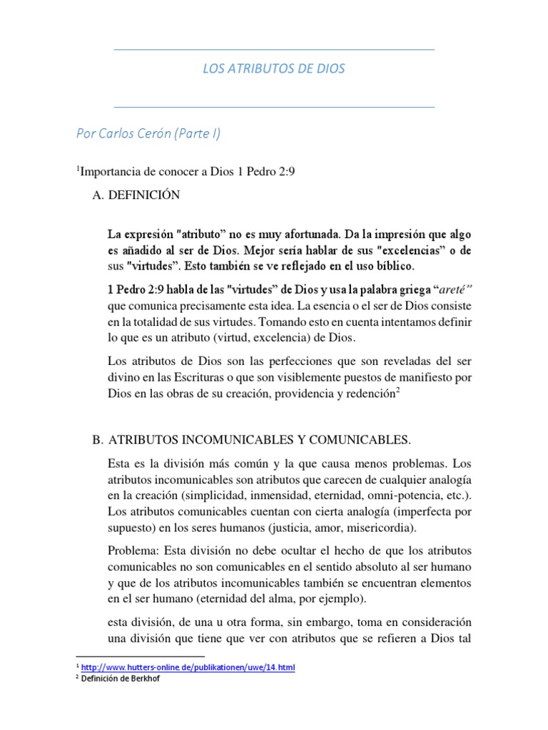 Los Atributos de Dios Parte I | PDF | Omnipotencia | Dios