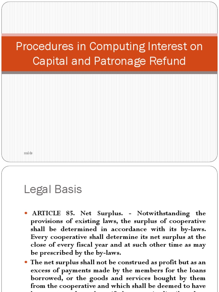 Procedures in Computing Interest On Capital and Patronage in ...