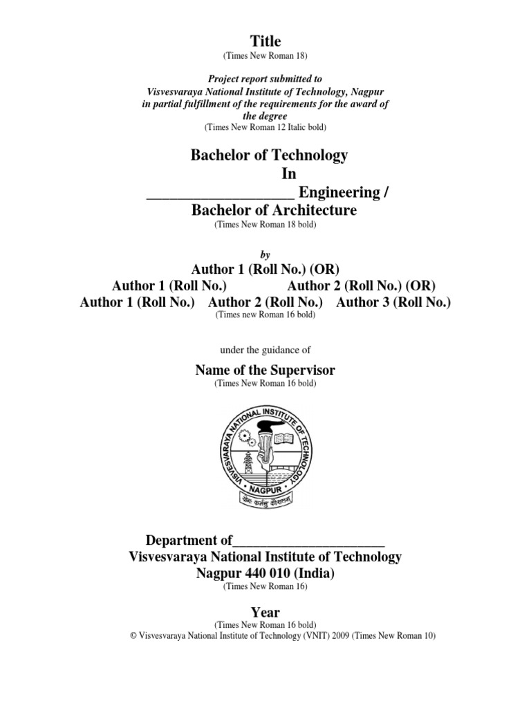 B.Tech Project Report-FORMAT | PDF | Vocational Education