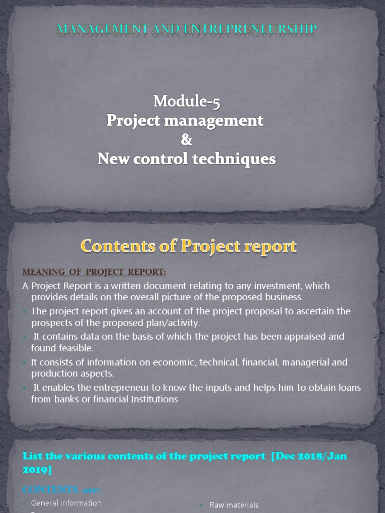 Contents of Project Report | PDF | Cost | Capital (Economics)