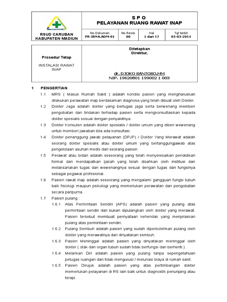 Sop Pelayanan Ruang Irna | PDF