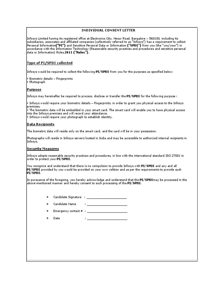 Individual Consent Letter | PDF