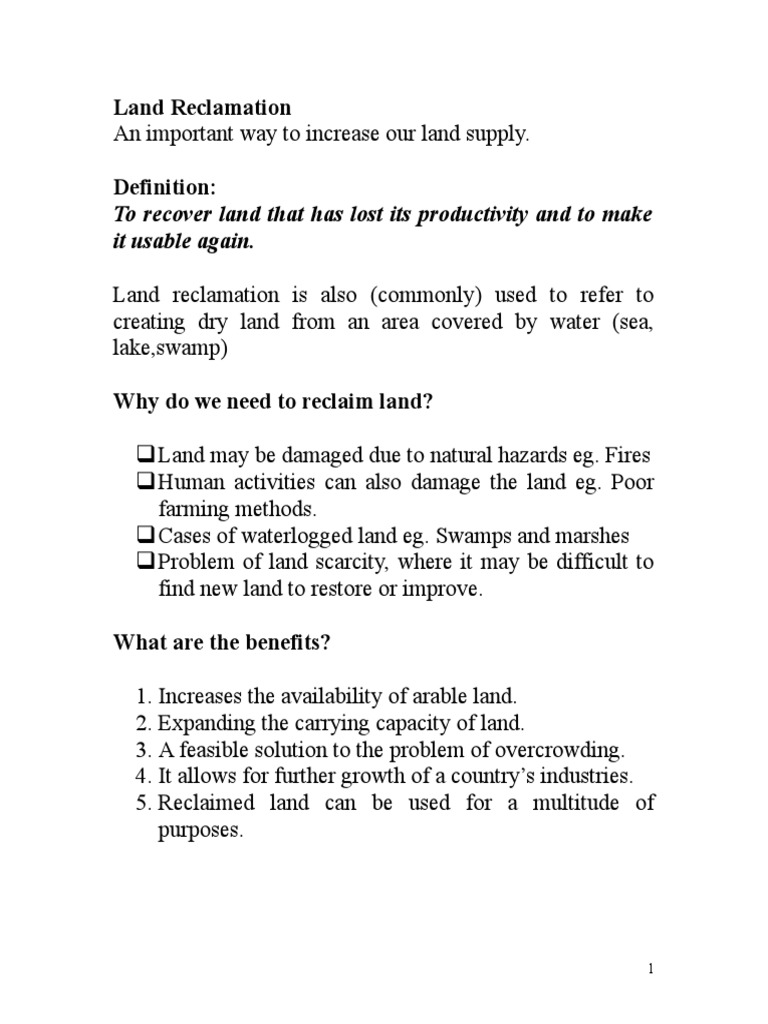 Land Reclamation | PDF | Wetland | Drainage