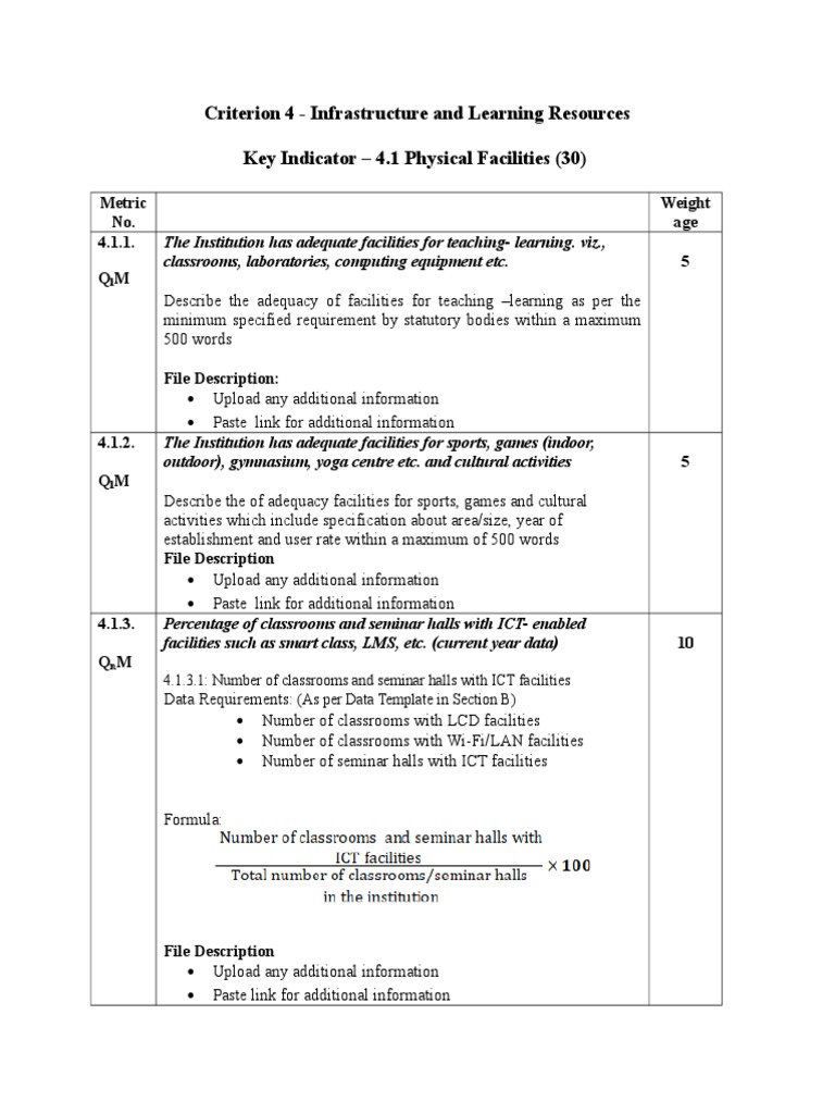 Naac Criteria 4 | PDF | Libraries | Internet Access