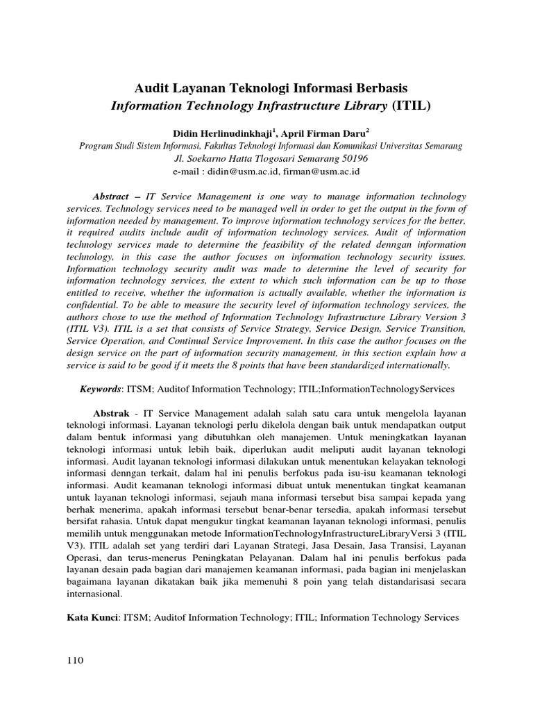 ITIL-Based IT Service Audit | PDF | It Service Management | Information ...