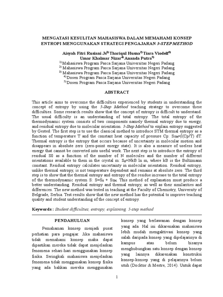 Review Jurnal (Kelompok 2) | PDF | Entropy | Heat