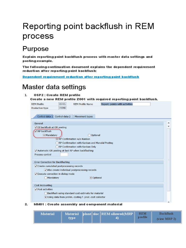 Reporting Point Backflush in REM Process | PDF | Information Technology ...