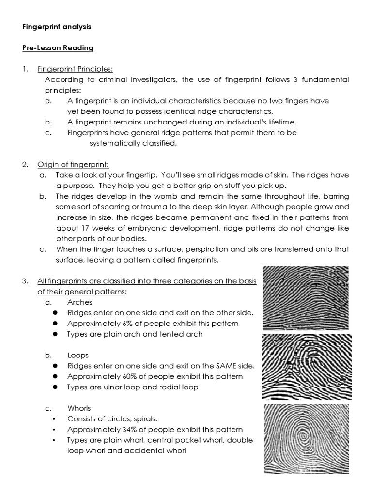Fingerprint Analysis | PDF | Fingerprint | Nature