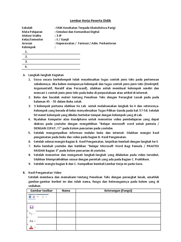LKPD Word 2019 | PDF