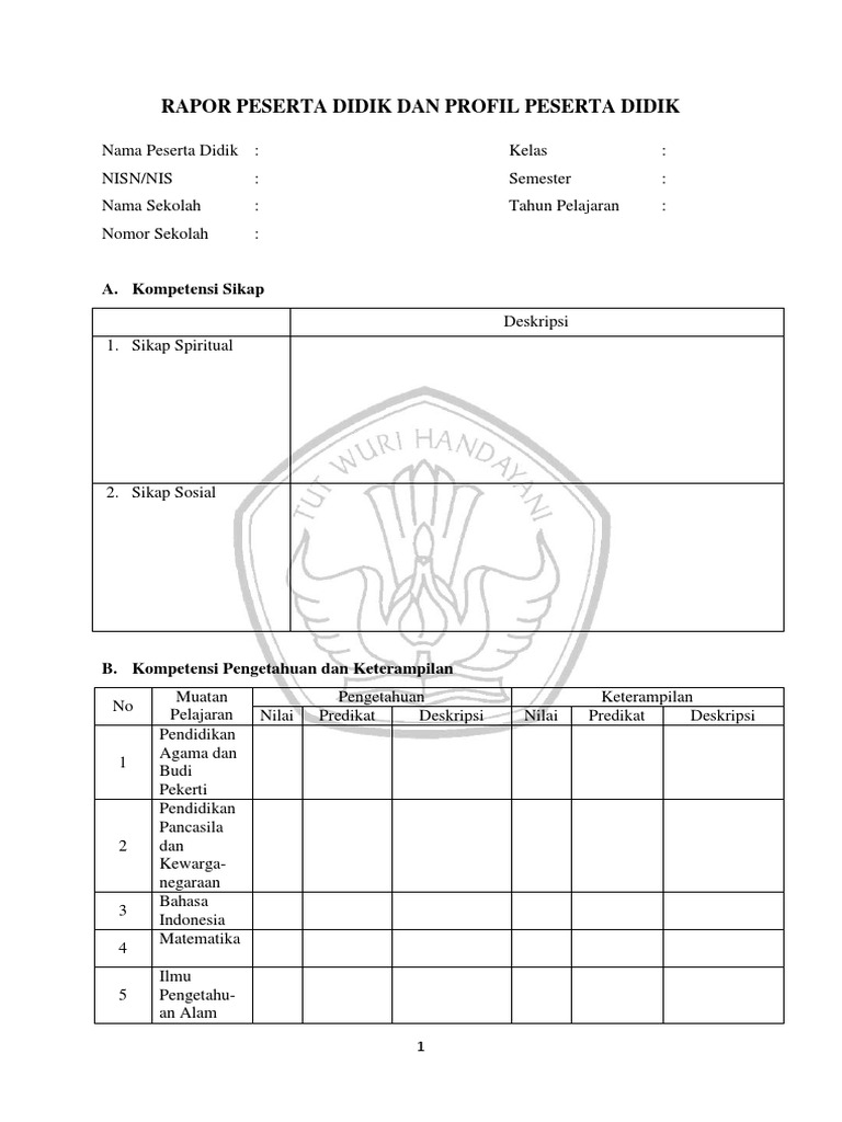 Rapor Peserta Didik Dan Profil Peserta Didik | PDF
