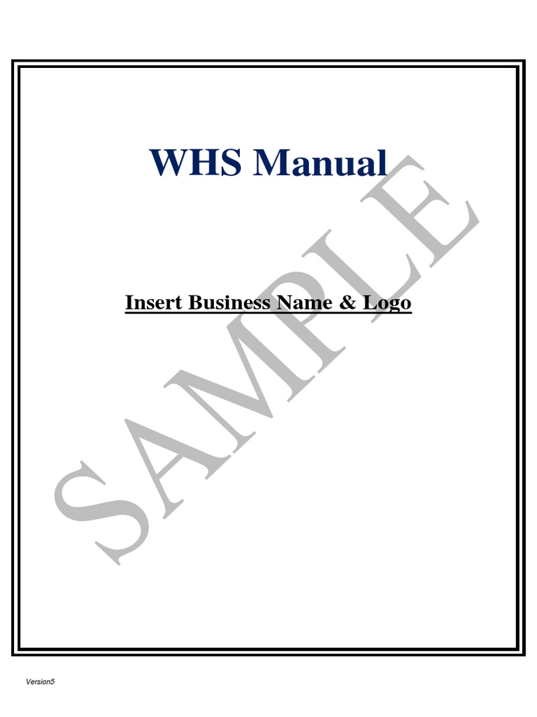 Sample WHS Manual | PDF | Occupational Safety And Health | Safety