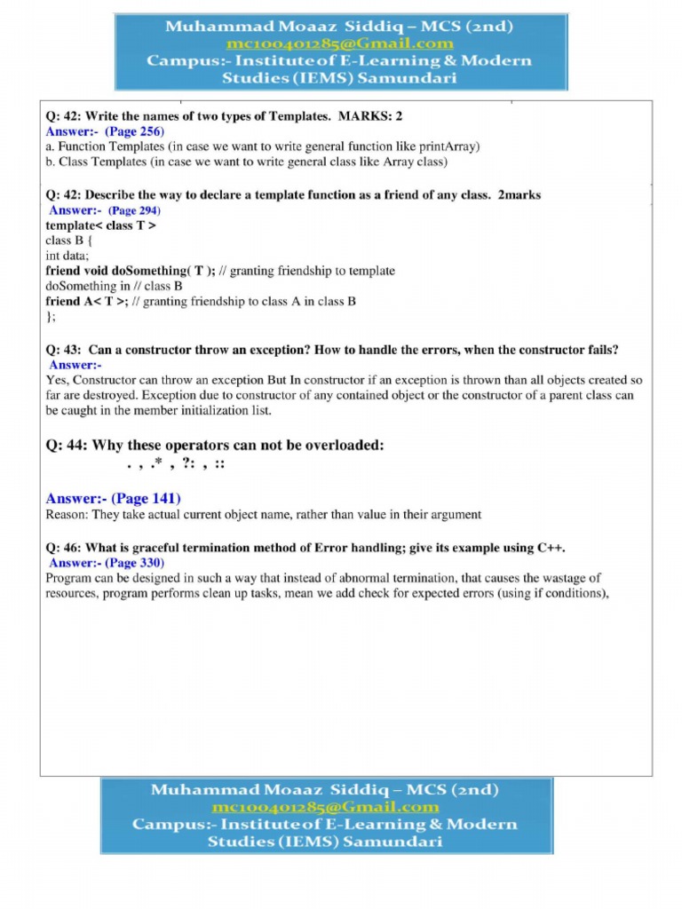 Virtual University CS304 Object Oriented Programming Final Term 2012 ... Virtual University CS304 Object Oriented Programming Final Term 2012 ...