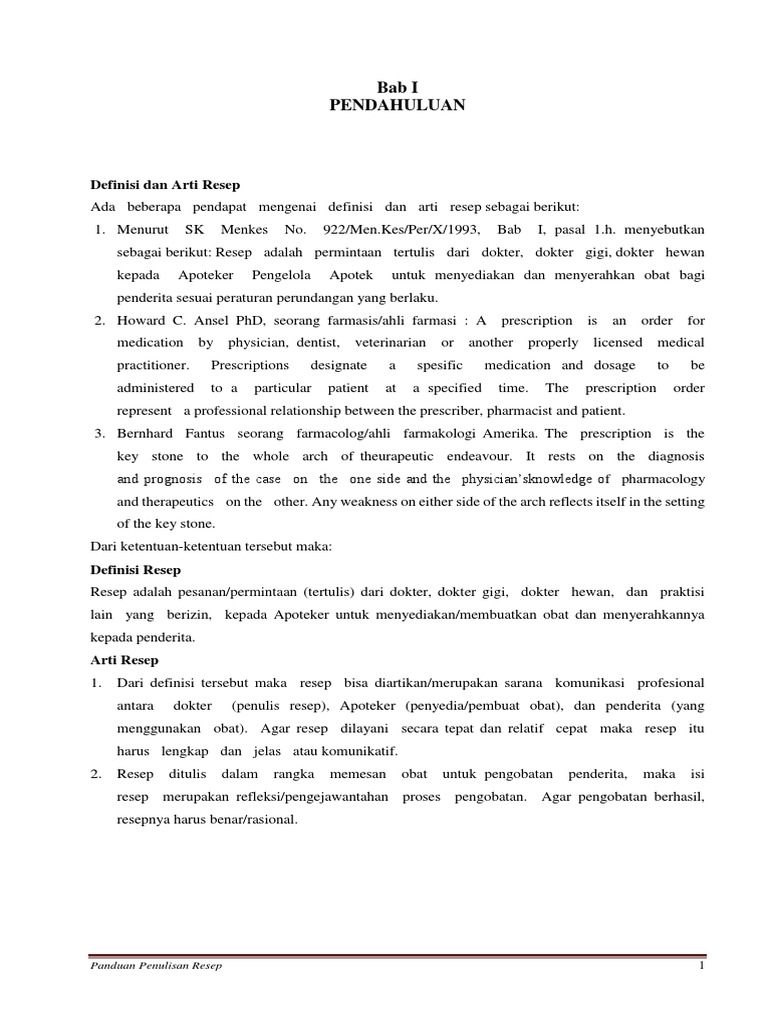Panduan Penulisan Resep | PDF