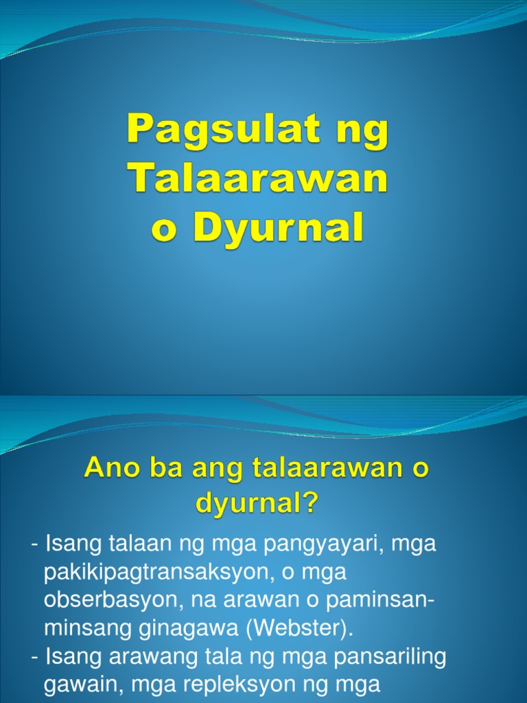 Pagsulat NG Talaarawan | PDF