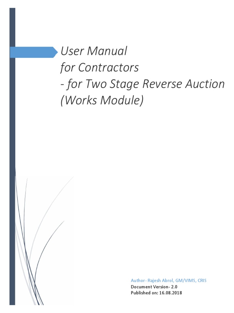 User Manual For Contractors-For Two Stage Reverse Auction (Works Module) Version 2.0 PDF | PDF ...