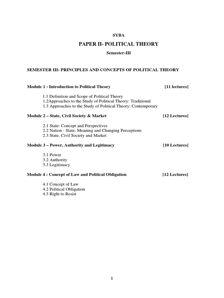 Principles and Concepts of Political Theory: An Overview of the ...