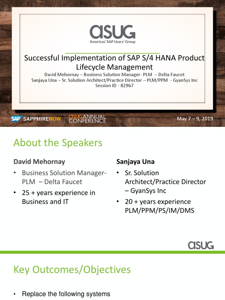 ASUG82967 - Successful Implementation of SAP Product Lifecycle ...